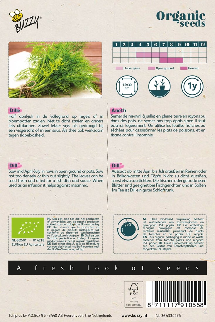 Biologische zaden Dille Seeds 4 Garden
